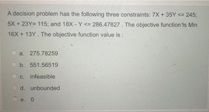 Solved A decision problem has the following three | Chegg.com