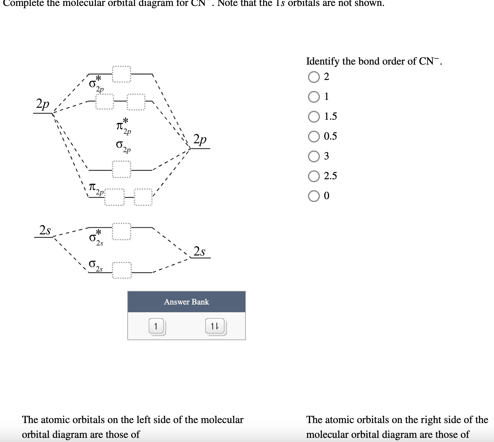 Solved Complete the molecular orbital diagram for | Chegg.com