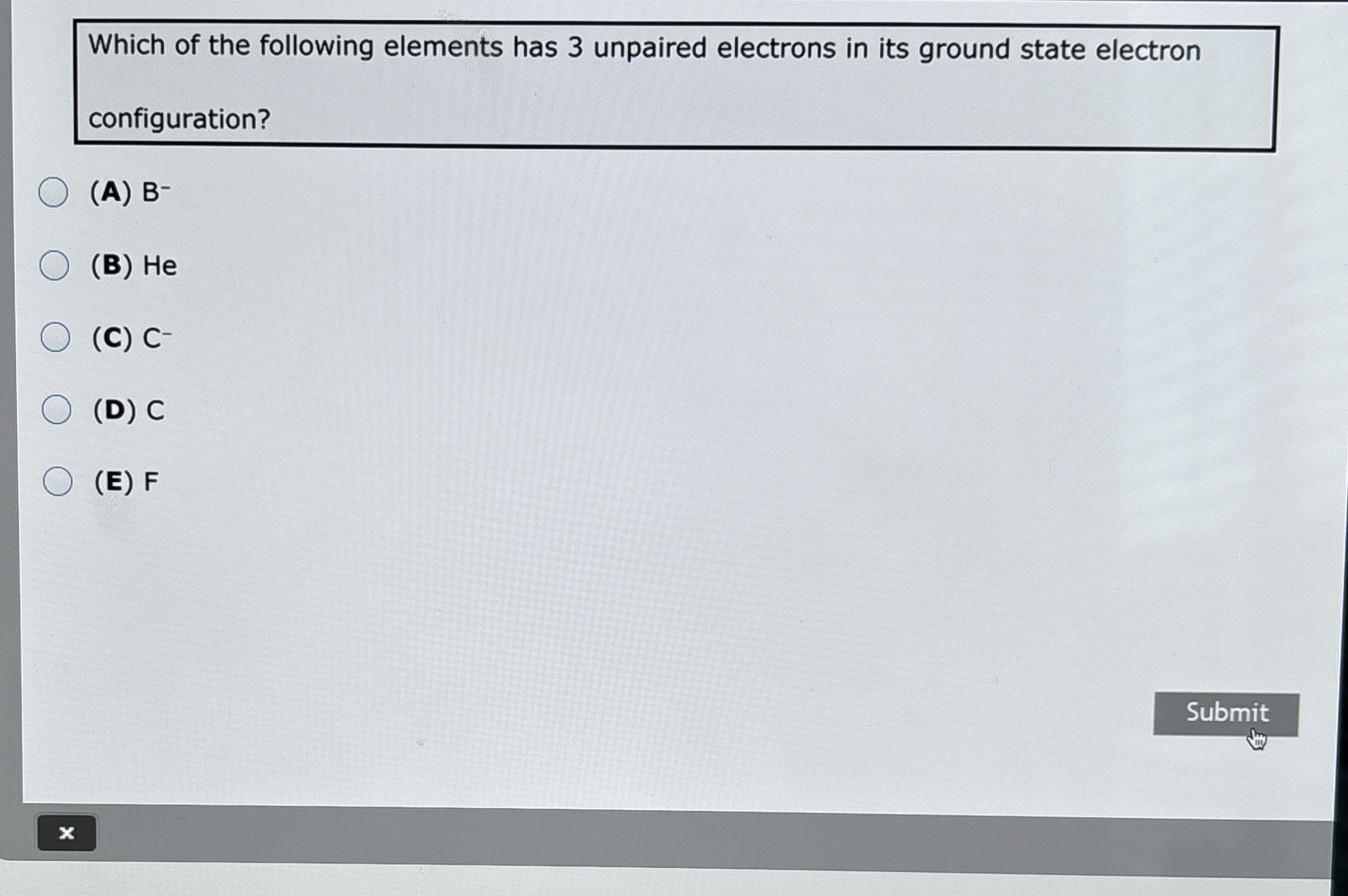 Solved Which of the following elements has 3 ﻿unpaired | Chegg.com