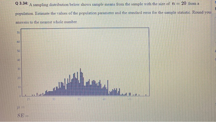 Solved Q 3.34: A sampling distribution below shows sample | Chegg.com