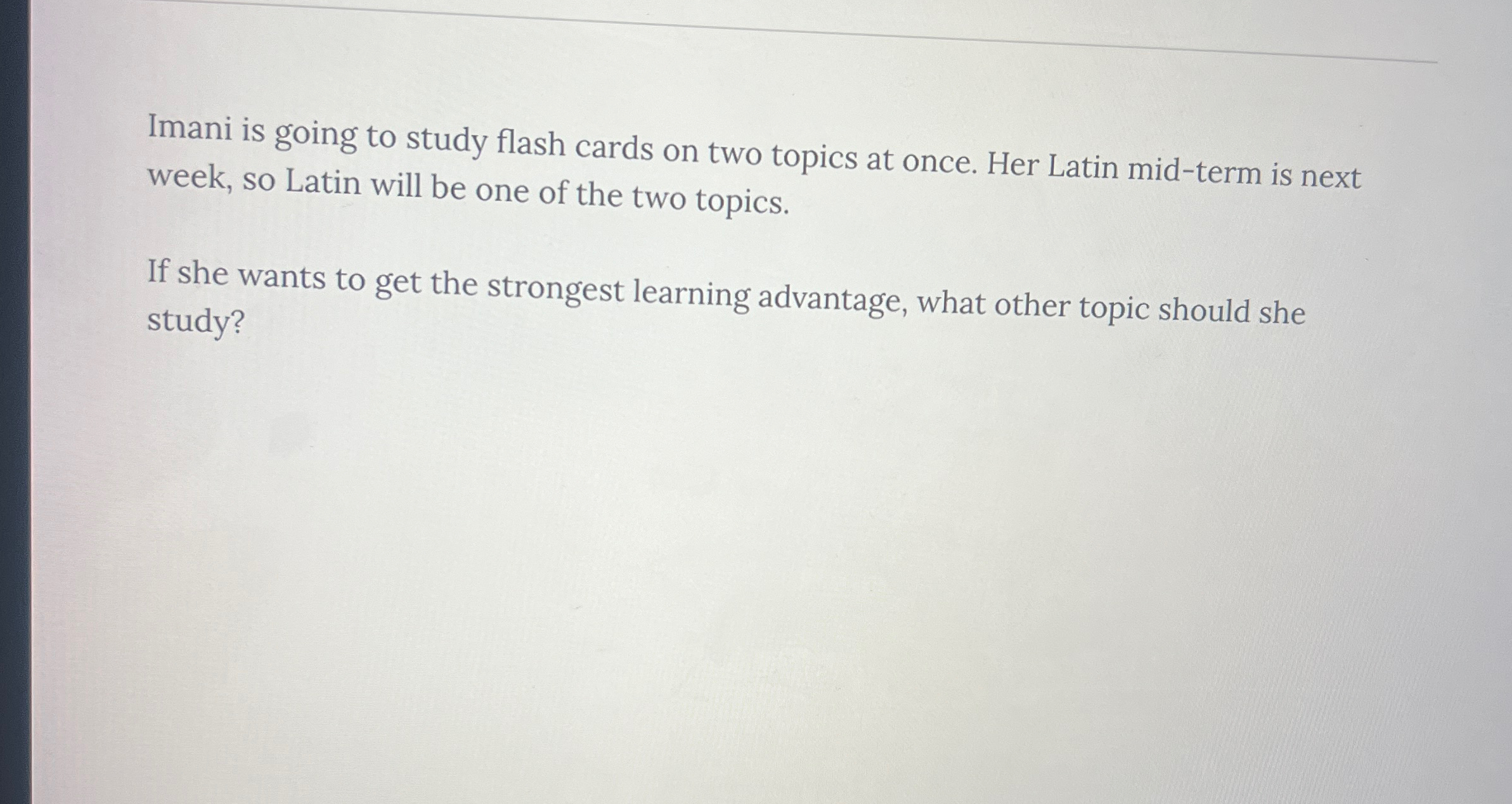 Solved Imani is going to study flash cards on two topics at | Chegg.com