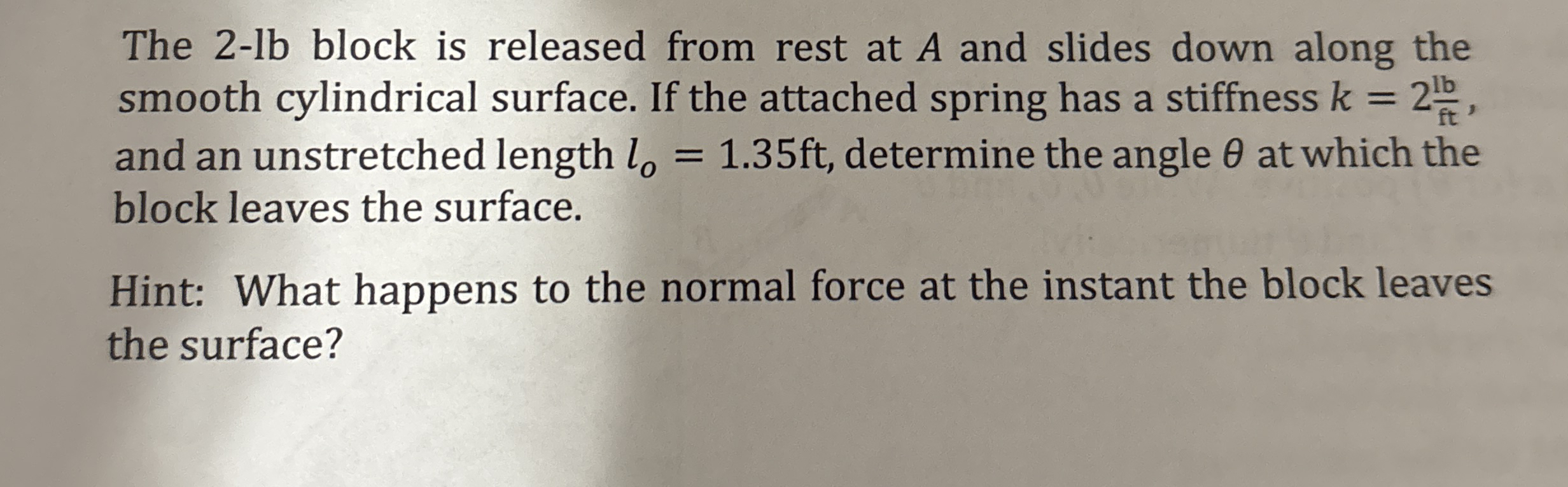 Solved The 2-lb block is released from rest at A and slides | Chegg.com
