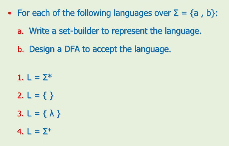 Solved For each of the following languages over Σ={a,b} ﻿:a. | Chegg.com