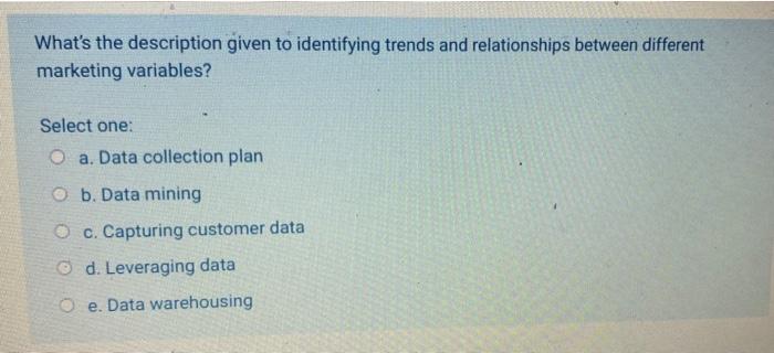 Solved What's the description given to identifying trends | Chegg.com