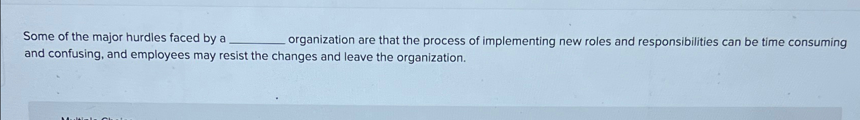 Solved Some of the major hurdles faced by a q, ﻿organization | Chegg.com