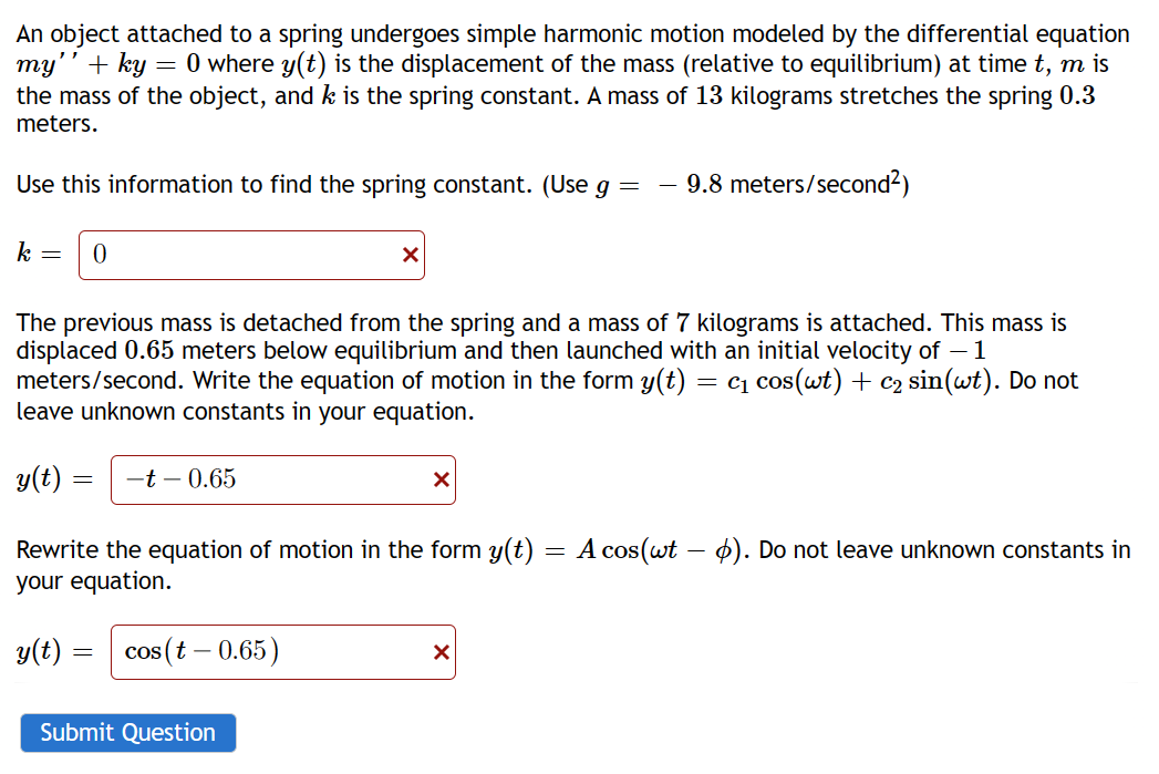 Solved An object attached to a spring undergoes simple | Chegg.com