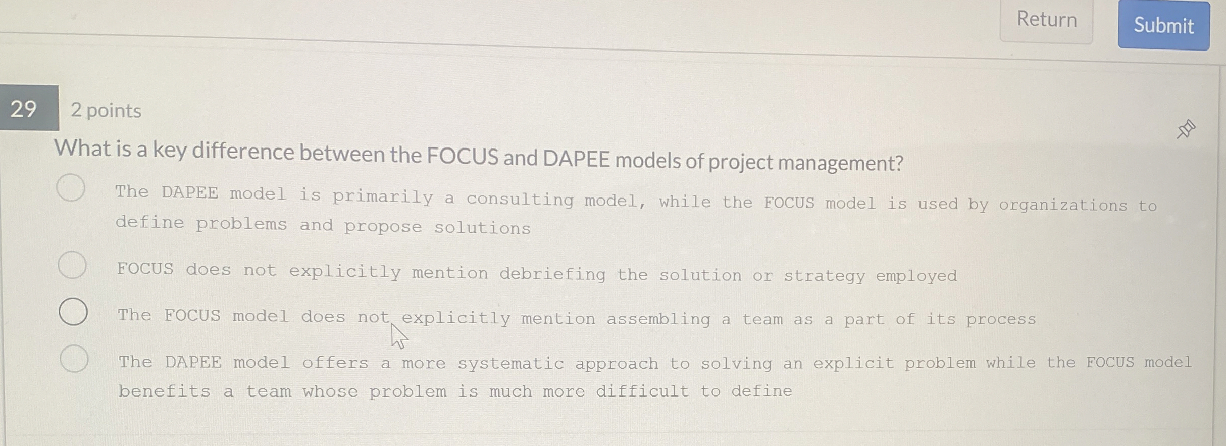 Solved 292 ﻿pointsWhat is a key difference between the FOCUS | Chegg.com