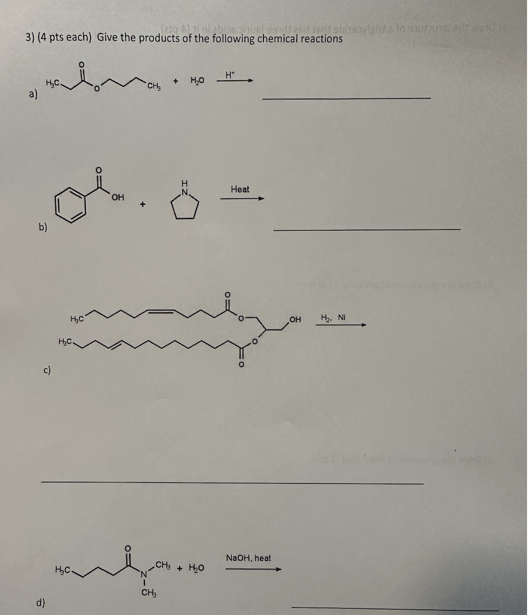 Solved (4 ﻿pts each) ﻿Give the products of the following | Chegg.com