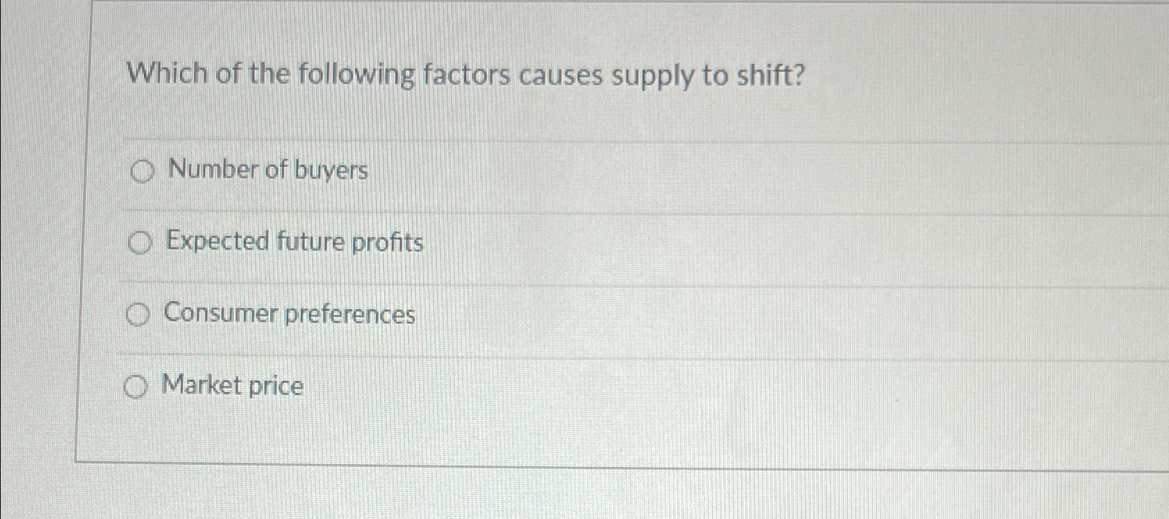 Solved Which of the following factors causes supply to | Chegg.com