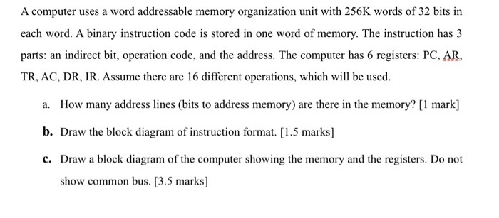 Solved A computer uses a word addressable memory | Chegg.com