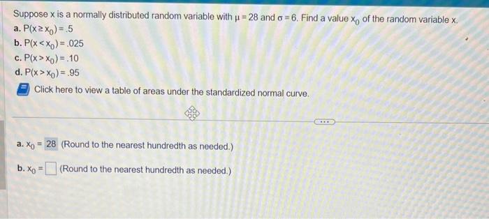 Solved Suppose x is a normally distributed random variable | Chegg.com