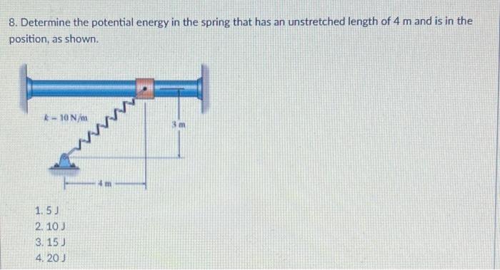 Solved 8. Determine the potential energy in the spring that | Chegg.com