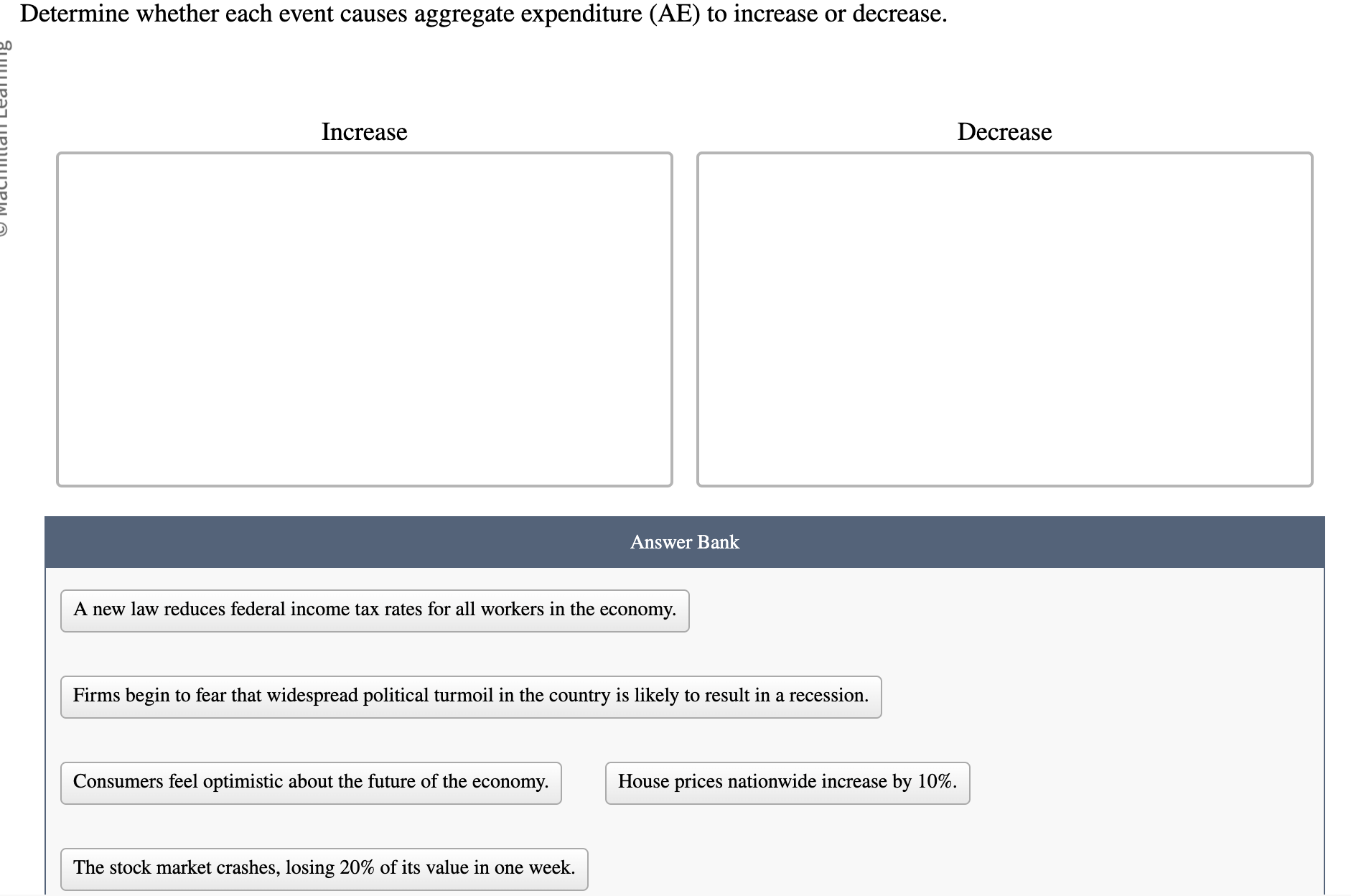 Solved Determine whether each event causes aggregate | Chegg.com