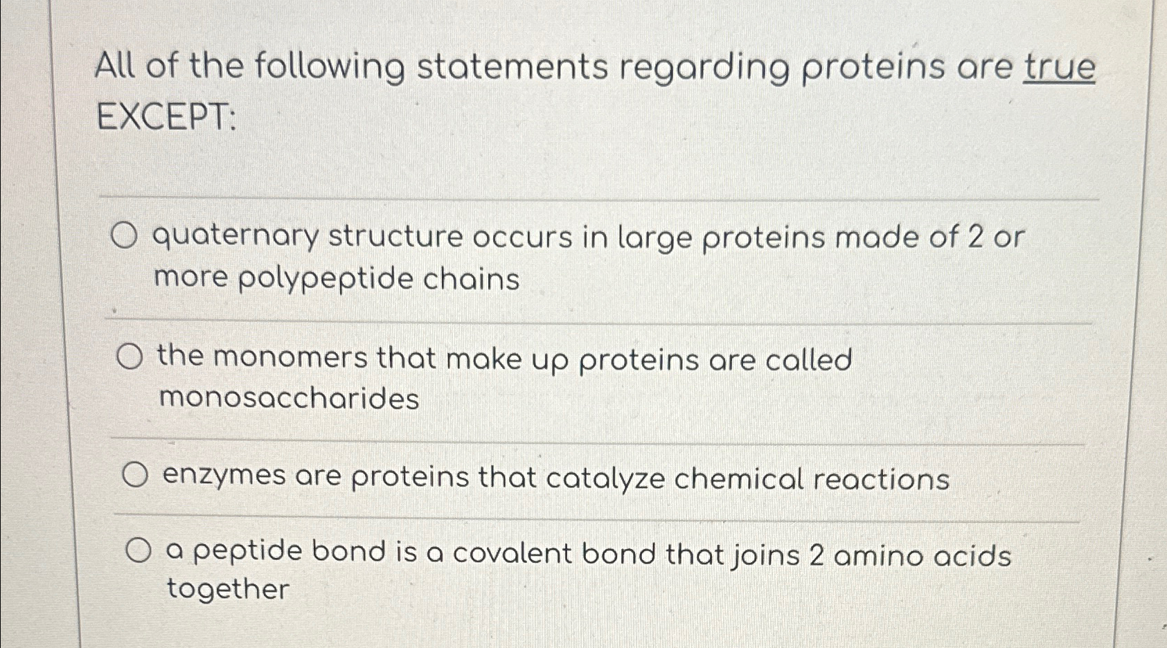 Solved All of the following statements regarding proteins | Chegg.com