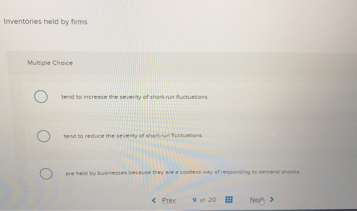 Solved Inventories held by firms Multiple Choice tend to | Chegg.com