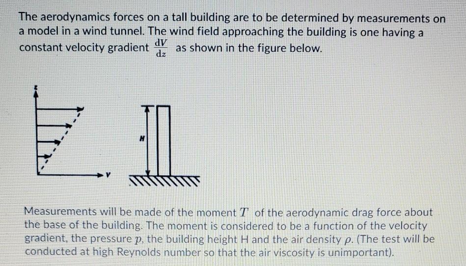 Solved The aerodynamics forces on a tall building are to be | Chegg.com