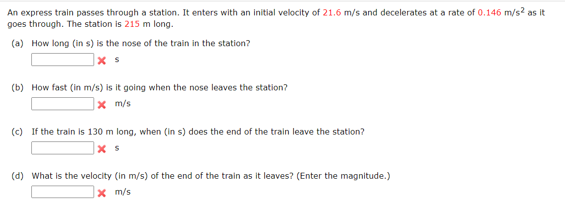 Solved An express train passes through a station. It enters | Chegg.com