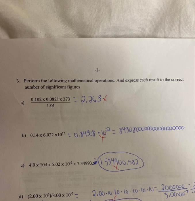 Solved 2 3 Perform The Following Mathematical Operations