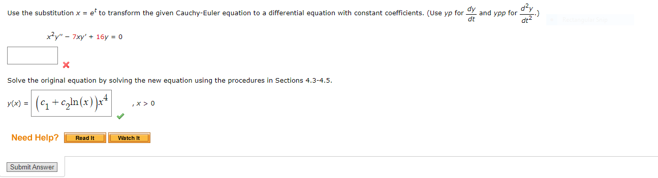 Solved Use the substitution x=et ﻿to transform the given | Chegg.com
