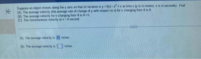 Solved Suppose An Object Moves Along The Y Axis So That Its