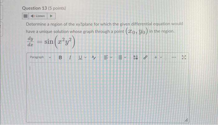 Solved Determine a region of the xy?plane for which the | Chegg.com