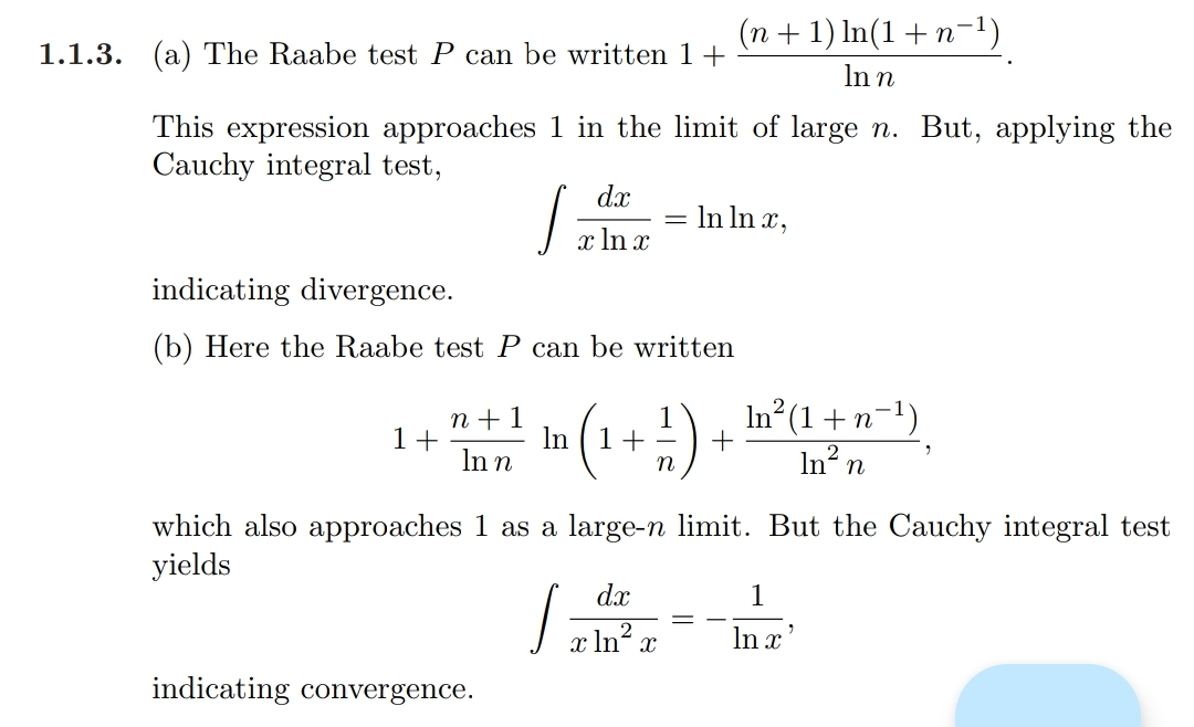 Solved 1.1.3. (a) ﻿The Raabe test P ﻿can be written | Chegg.com