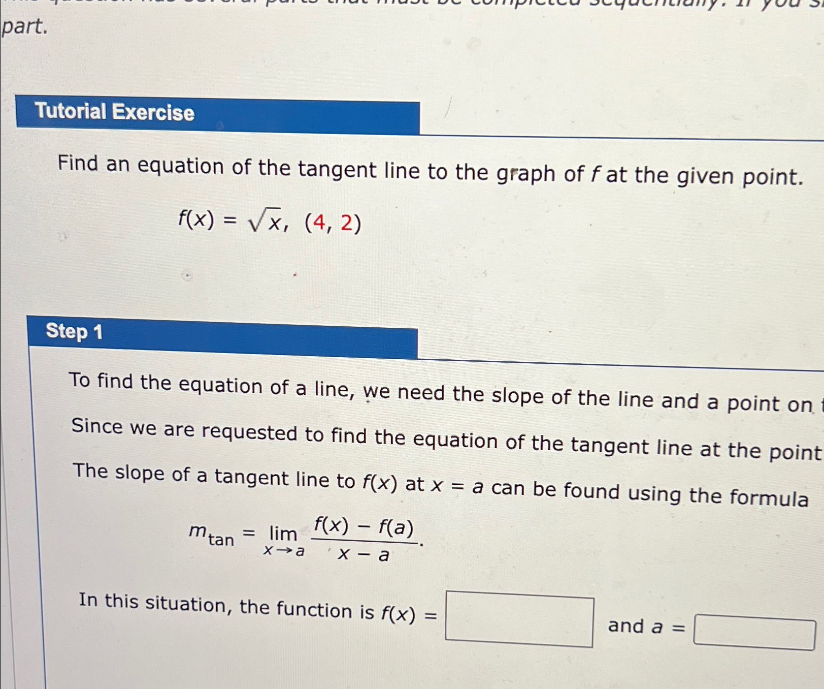 Solved part.Tutorial ExerciseFind an equation of the tangent | Chegg.com