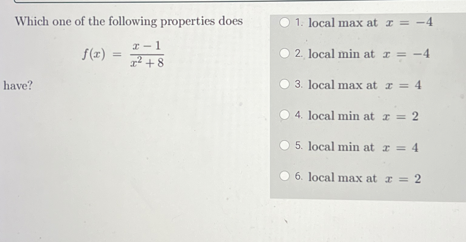 Solved Which one of the following properties | Chegg.com