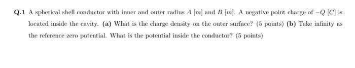 Solved Q.1 A spherical shell conductor with inner and outer | Chegg.com