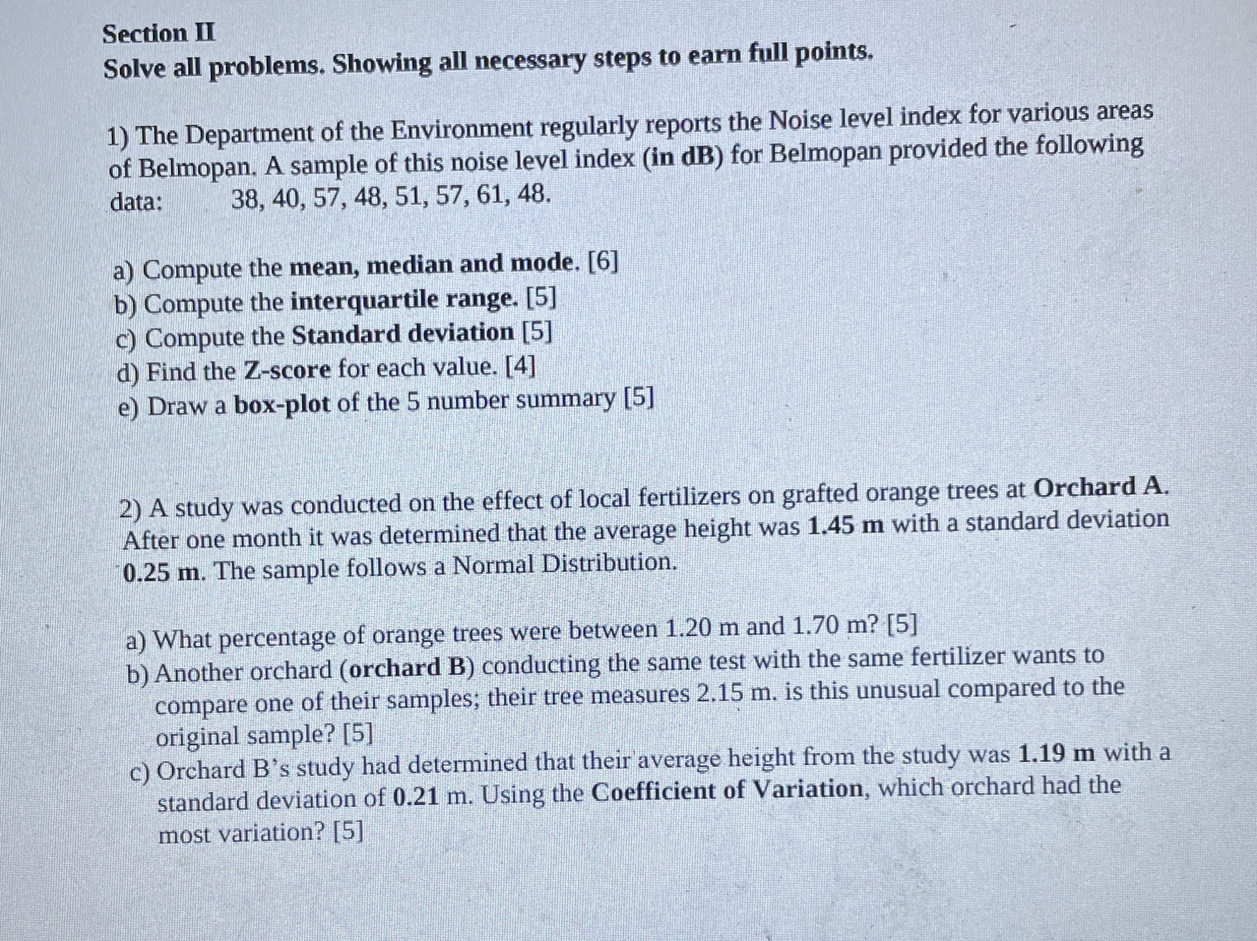 Solved Section IISolve all problems. Showing all necessary | Chegg.com