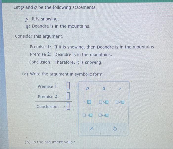 Solved et p and q be the following statements. p : It is | Chegg.com
