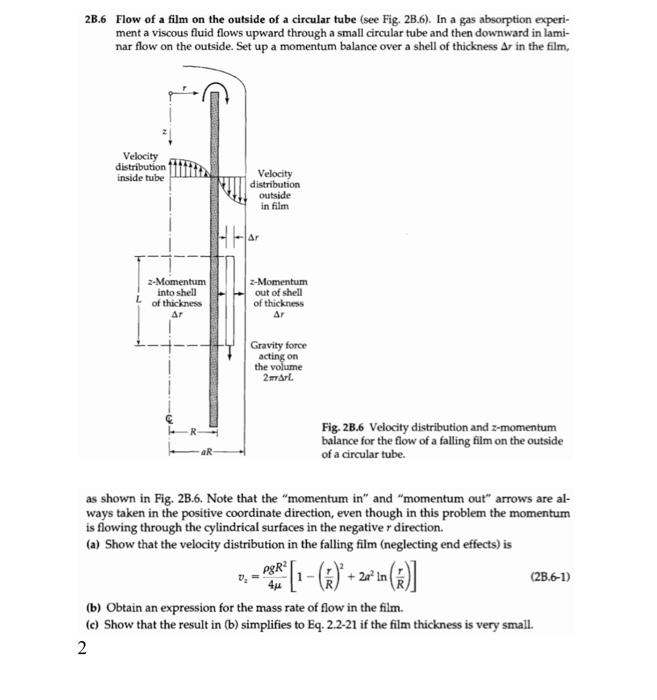 Solved 2B.6 Flow of a film on the outside of a circular tube | Chegg.com
