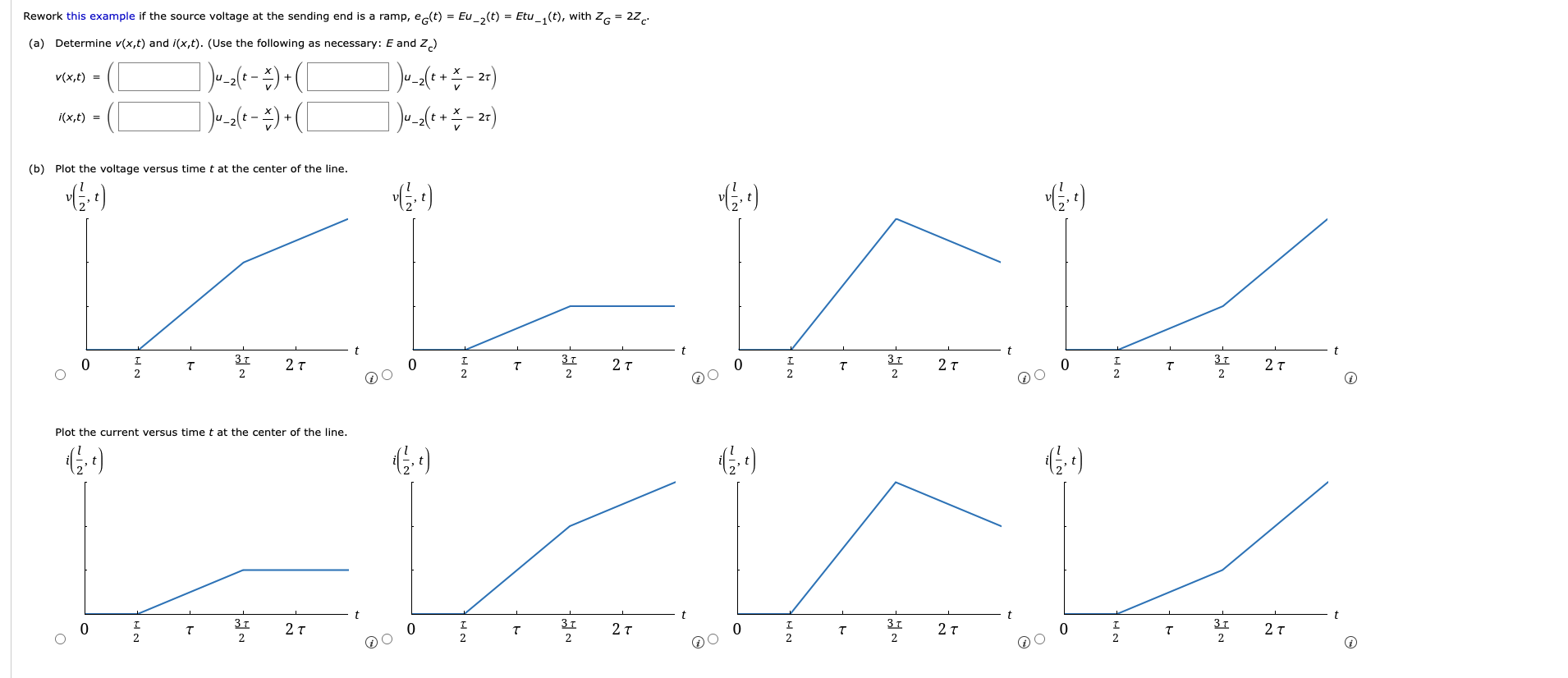 (a) ﻿Determine v(x,t) ﻿and i(x,t)E ﻿and Zc ﻿(b) ﻿Plot | Chegg.com