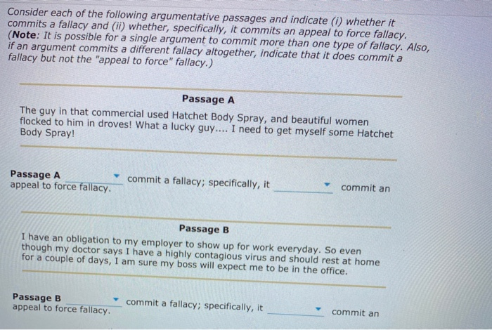 Solved Consider each of the following argumentative passages | Chegg.com