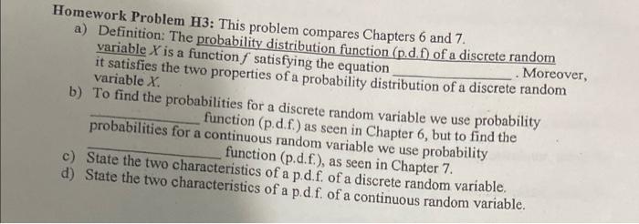 Solved Homework Problem H3: This problem compares Chapters 6 | Chegg.com