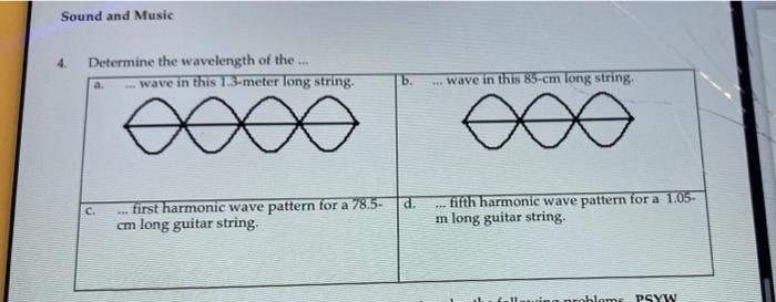 Solved Sound and Music 4. Determine the wavelength of the... | Chegg.com