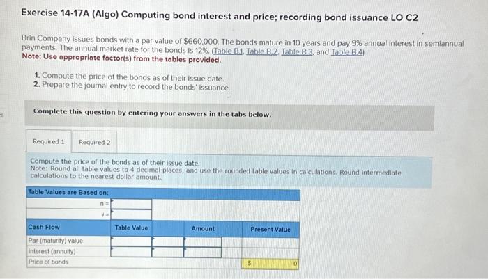 Solved Exercise 14-17A (Algo) Computing bond interest and | Chegg.com