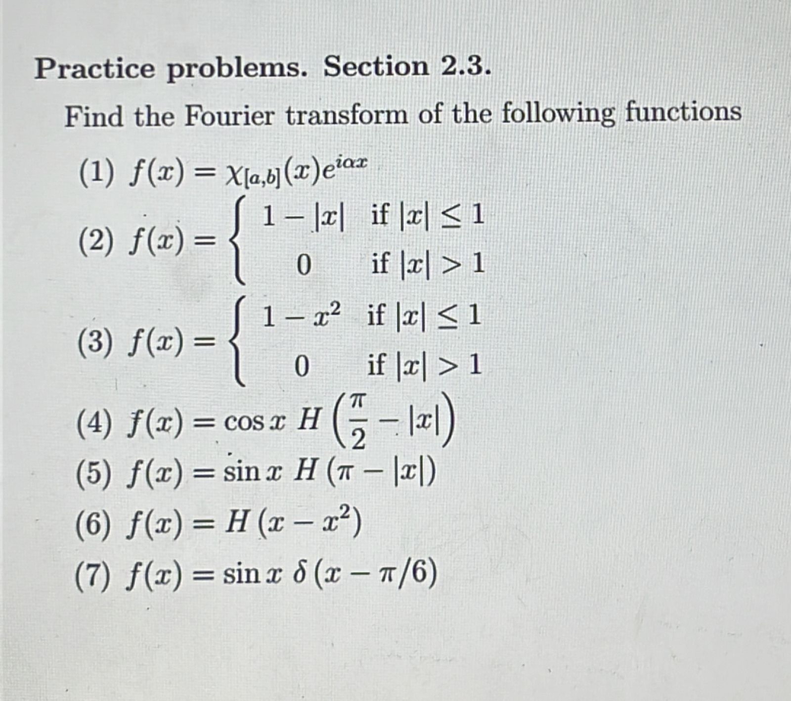Solved Practice problems. Section 2.3.Find the Fourier | Chegg.com
