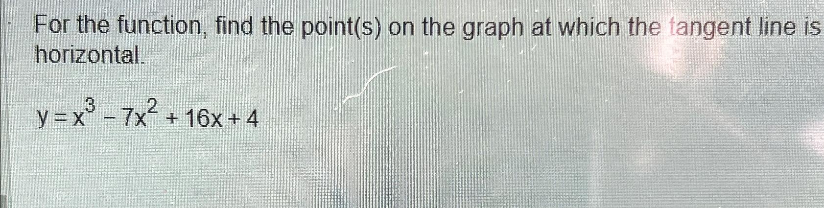 Solved For the function, find the point(s) ﻿on the graph at | Chegg.com