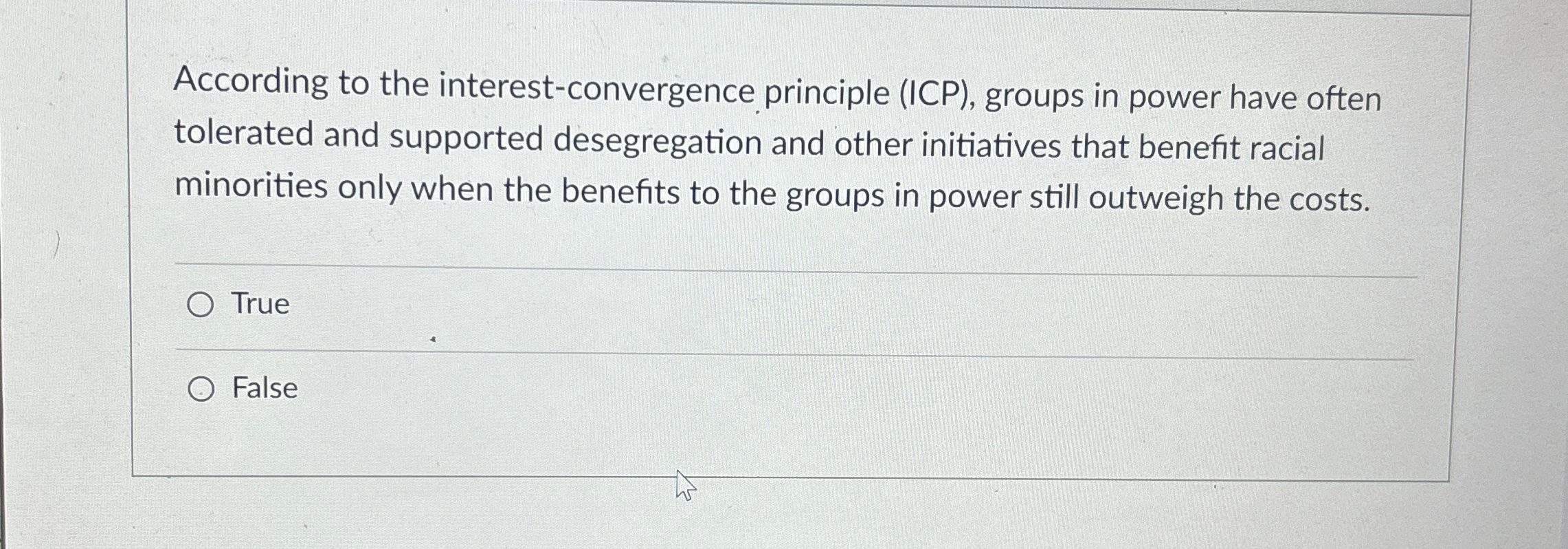 Solved According to the interest-convergence principle | Chegg.com