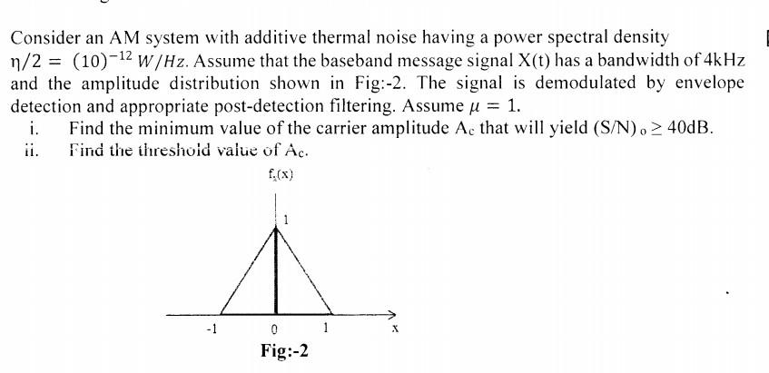 Solved Consider an AM system with additive thermal noise | Chegg.com