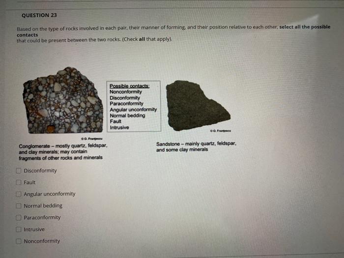 Solved QUESTION 23 Based on the type of rocks involved in | Chegg.com