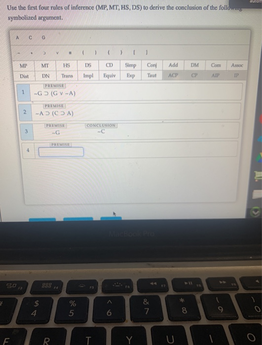 Solved Use the first four rules of inference (MP, MT, HS, | Chegg.com