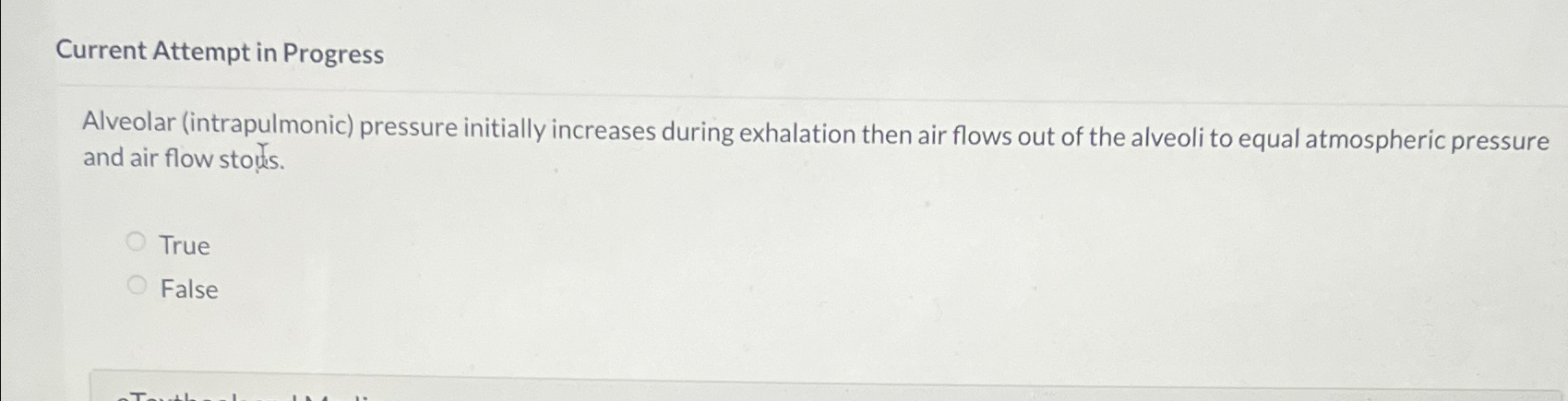 Solved Current Attempt in ProgressAlveolar (intrapulmonic) | Chegg.com