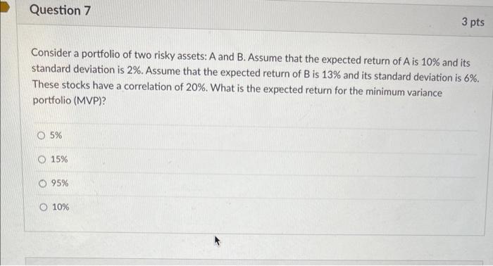 Solved Consider a portfolio of two risky assets: A and B. | Chegg.com