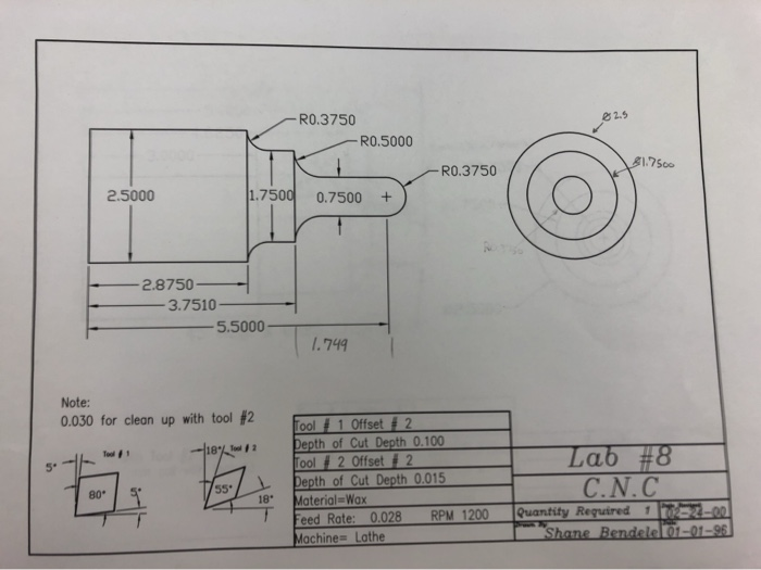 Solved CNC Lab 8 Mazak Lathe. Looking for codes to CNC this | Chegg.com