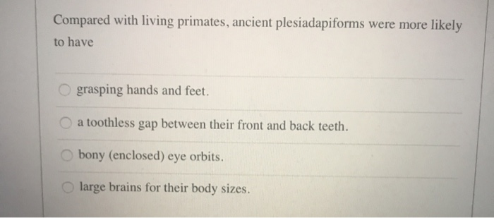 Solved Compared with living primates, ancient | Chegg.com