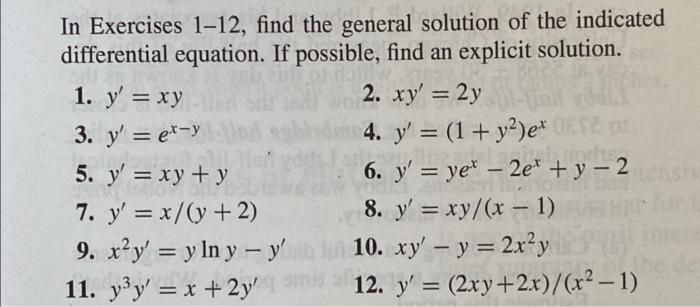 Solved = In Exercises 1-12, find the general solution of the | Chegg.com