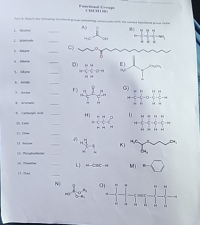 Solved match the following functional group containing | Chegg.com