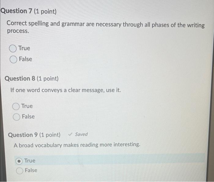 Question 7 (1 point) Correct spelling and grammar are | Chegg.com